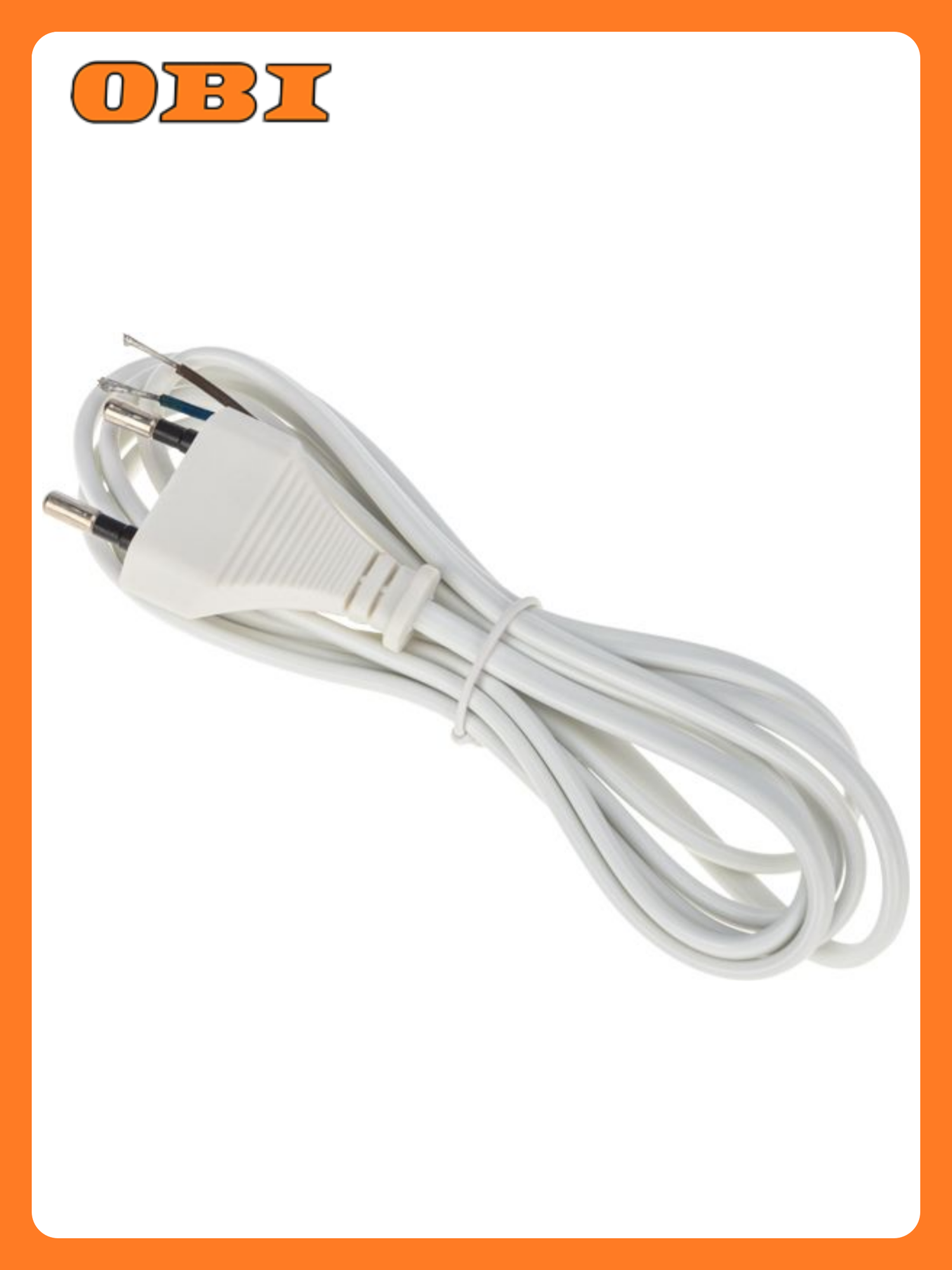 Сетевой шнур 2х0,75 мм², 1,8 м белый REXANT