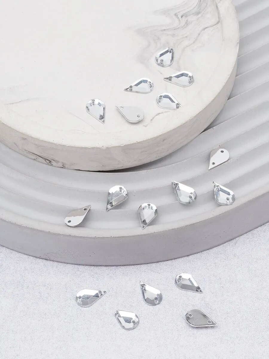 Стразы пришивные, акриловые, 6*10мм, 18шт/упак (слеза) Astra&Craft (N38 прозрачный)