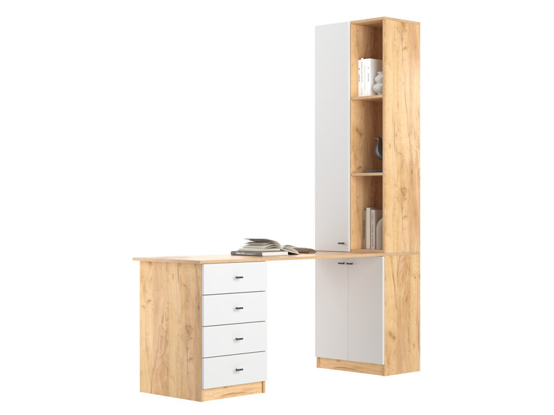 Компьютерный стол "Дилар 7" 175х210х55 Дуб крафт золотой / Лотос