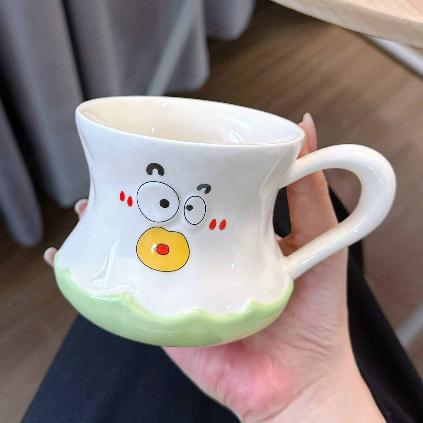 Милая кружка в форме яблока для девочек, необычная керамическая чашка с крышкой, подарок на день рождения для