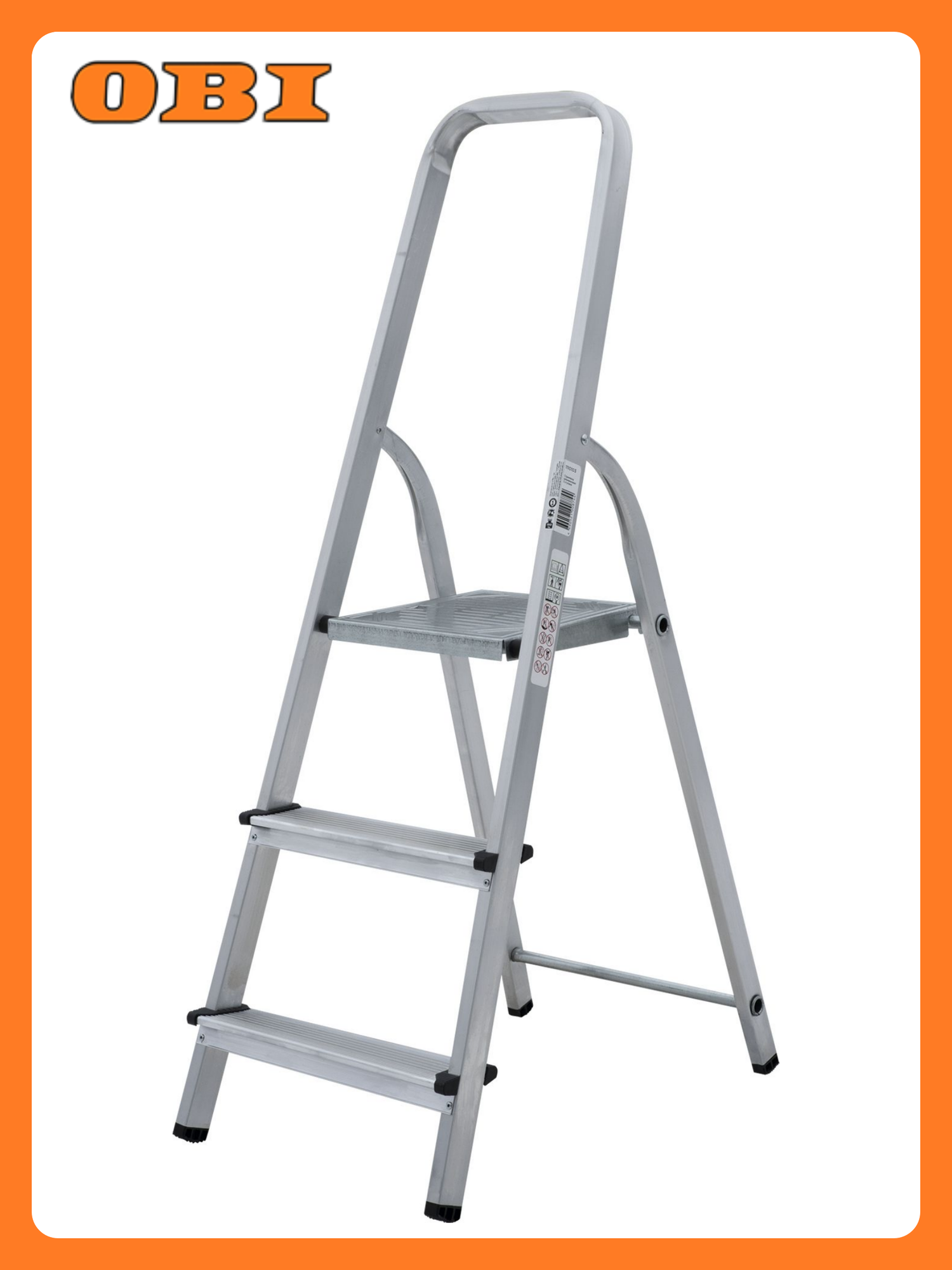 Стремянка Новая Высота, 1 секция, 3 ступени, алюминий, серебристая