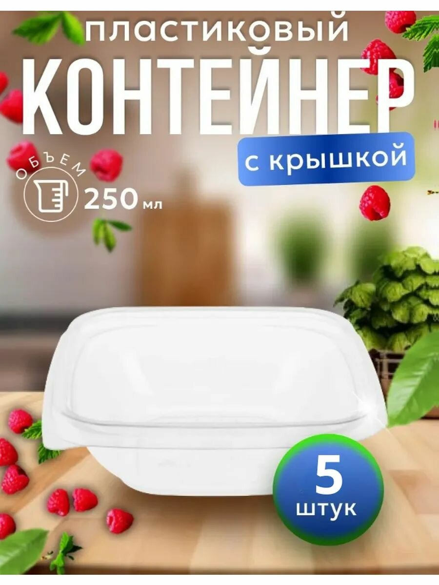 Контейнер пластиковый с крышкой квадратный