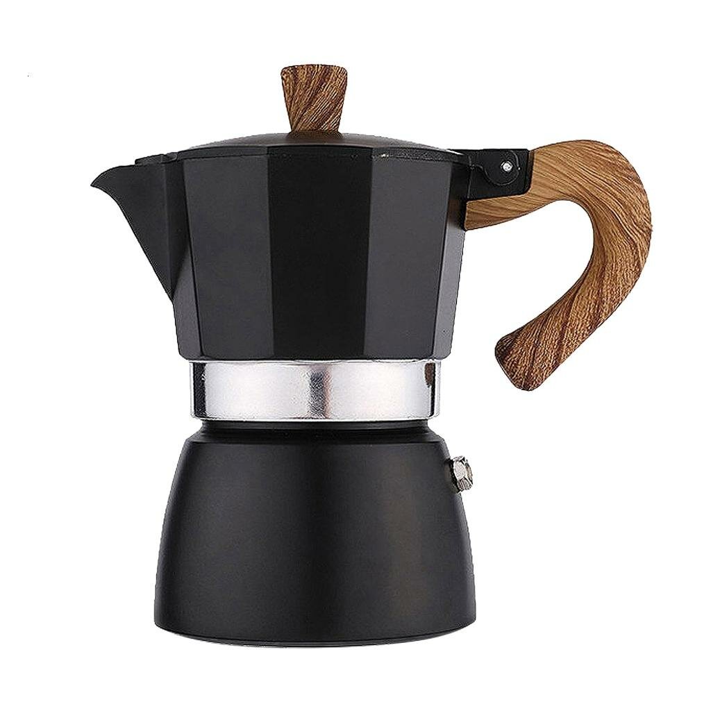 Кофейник мокко алюминиевый для всех плит, Черный - 150ml