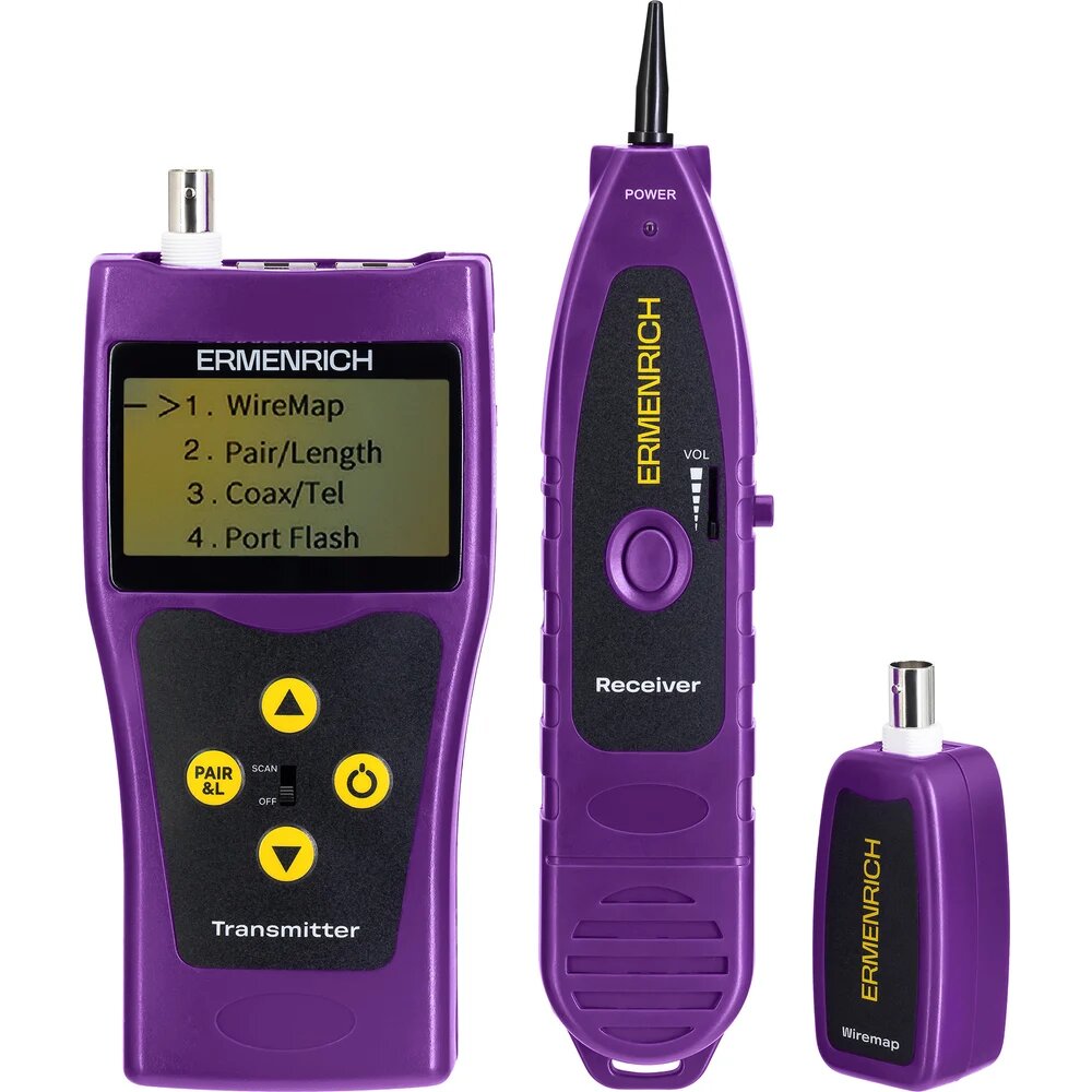 Кабельный тестер Ermenrich NetGeeks NP30, фиолетовый 85301
