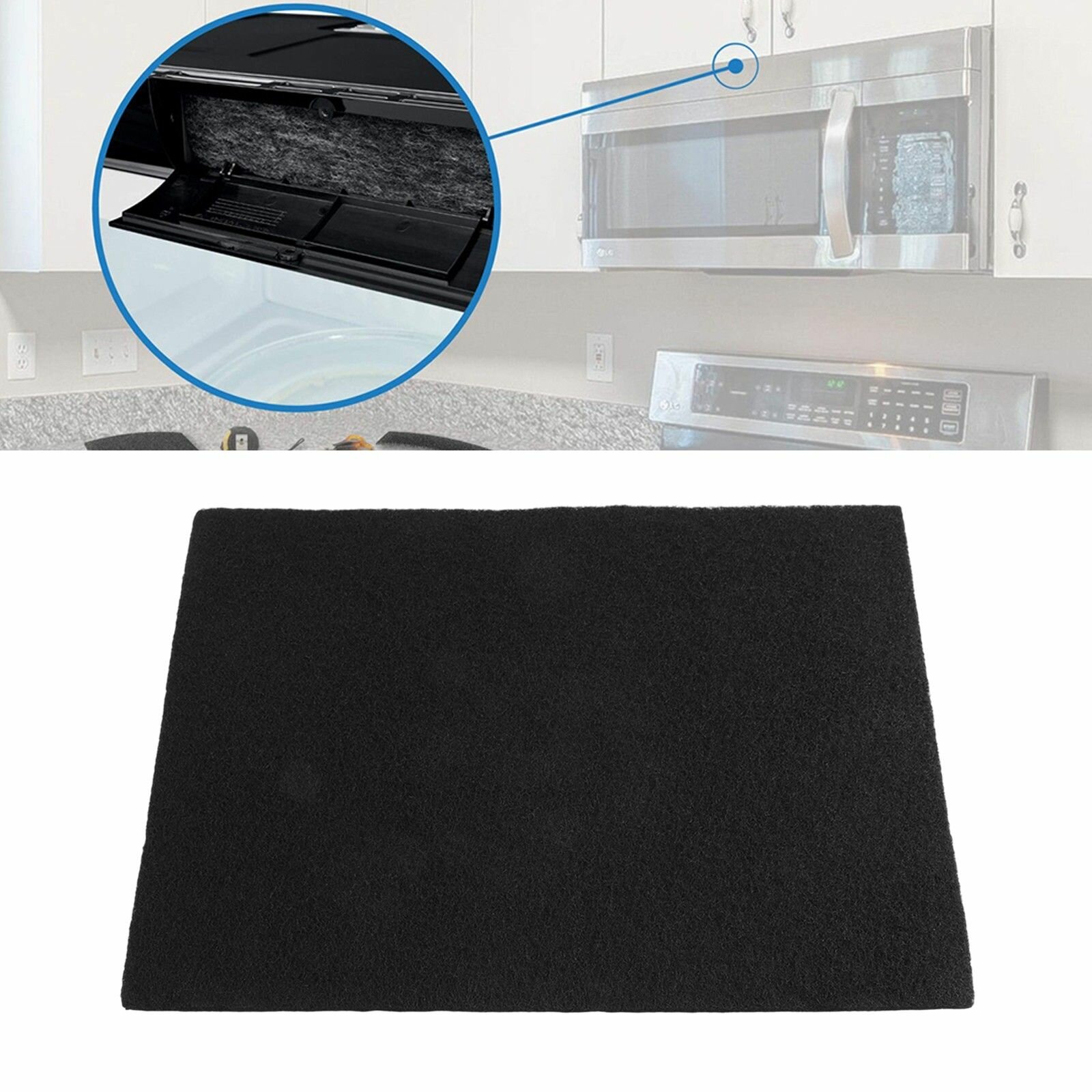 Микроволновый угольный фильтр из хлопка можно разрезать, чтобы удалить жир с вытяжек