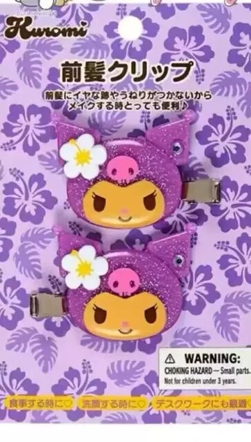 Милая черная гавайская заколка для волос Hello Kitty, Sweet My Melody, очаровательная мультяшная заколка Kuromi, креативный аксессуар для волос для девочек, подарок.