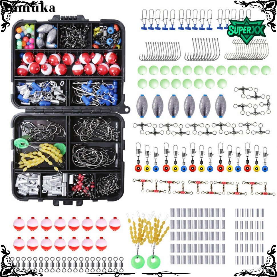 Набор Рыболовных Аксессуаров 300+ шт, Вся Необходимая Запасная Часть для Спиннинга и Поплавочной Рыбалки