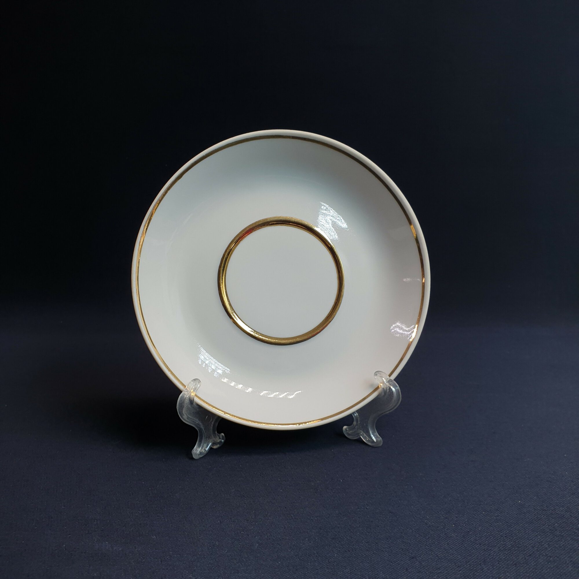 Блюдце Пролетарий, фарфор позолота 135 мм, винтаж СССР