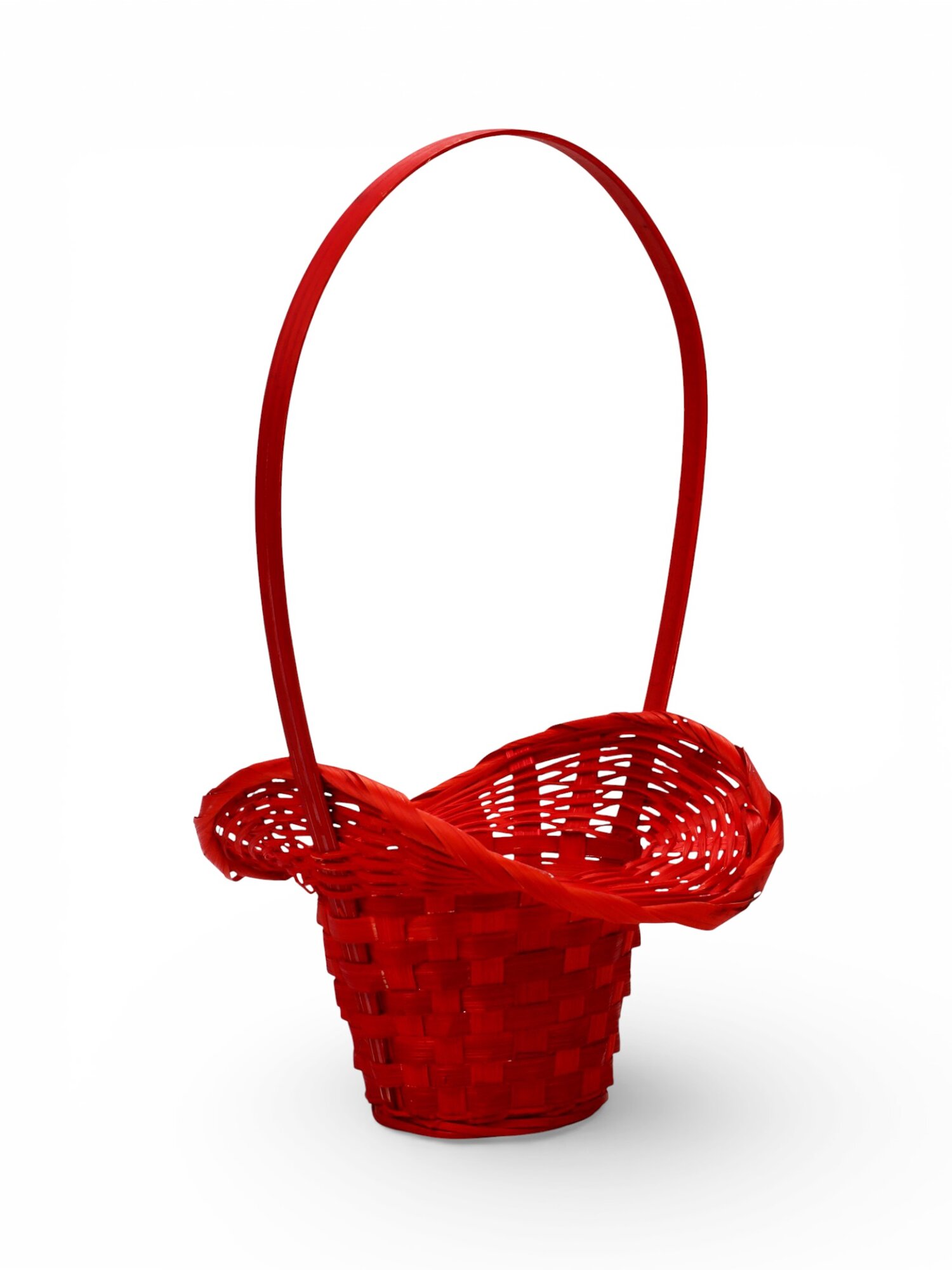 Корзина плетеная 21 х 18 х 14 см, ручка h=15 см, красный "шляпа"
