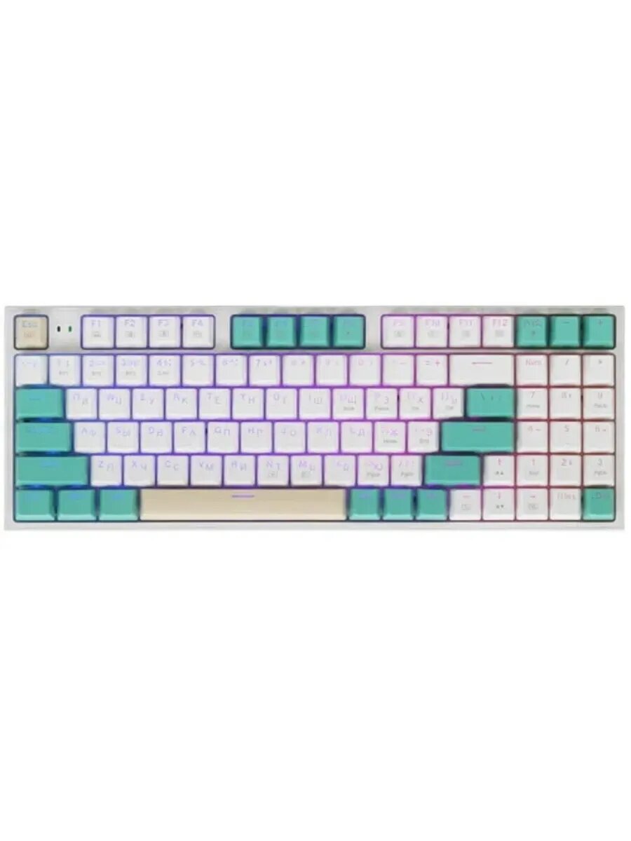 Клавиатура беспроводная Veigar BT/2.4G/пров, RGB, бело-голубой [