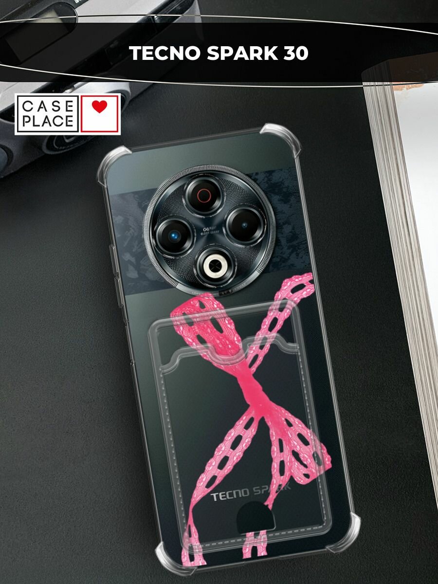 Чехол на Tecno Spark 30 (Текно Спарк 30) с картой и принтом Кружевной бантик