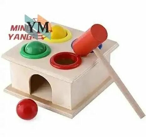 Игрушка для малышей от 1 года - Стучалка с молотком деревянная - Сортер для малышей от года - Монтессори "Цветные шарики"