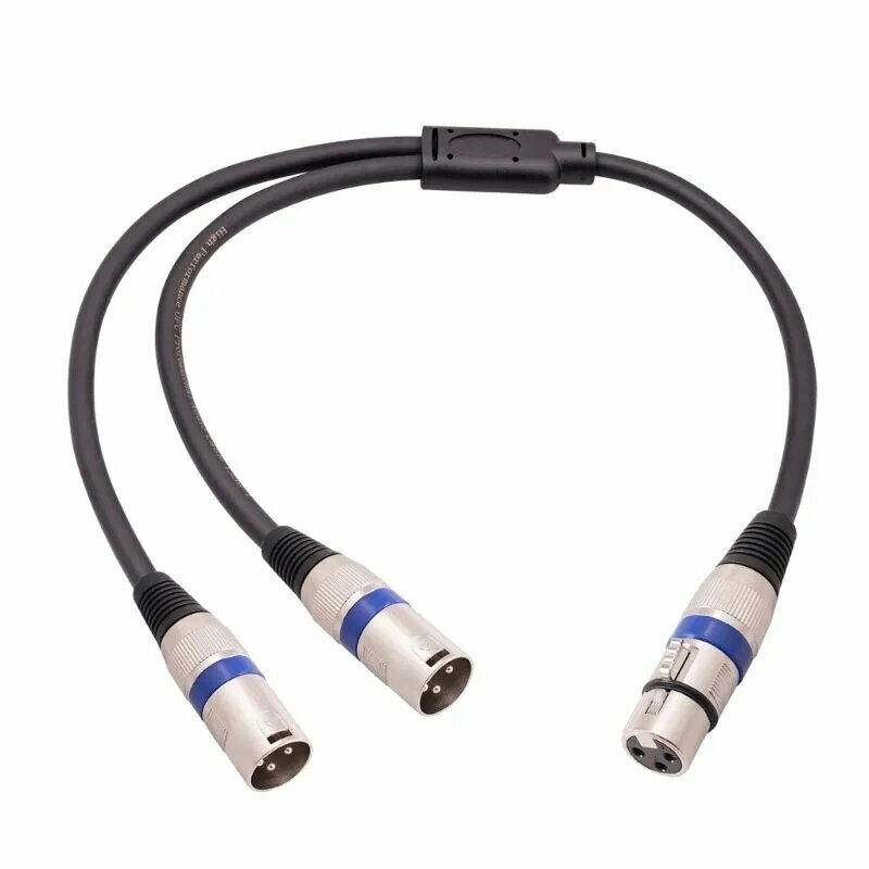 Кабель-разветвитель XLR, 3-контактный разъем мама на двойной XLR папа , сбалансированный микрофонный Y-образный аудиоадаптер, 50 см