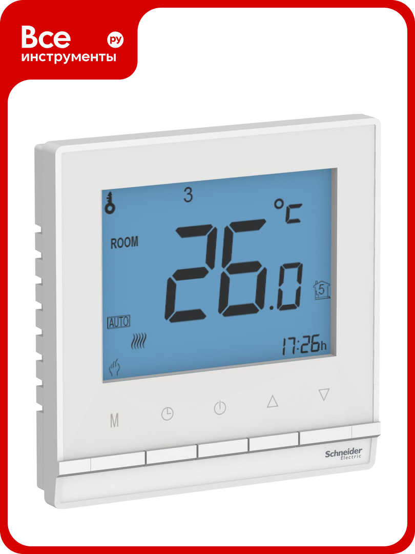 Терморегулятор с датчиком Systeme Electric AtlasDesign Белый от +5 до +35C, 16A ATN000138, 2,5 м, из пластика