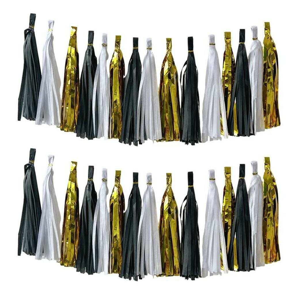 Цветные бумажные гирлянды для праздника, Черное и белое золото