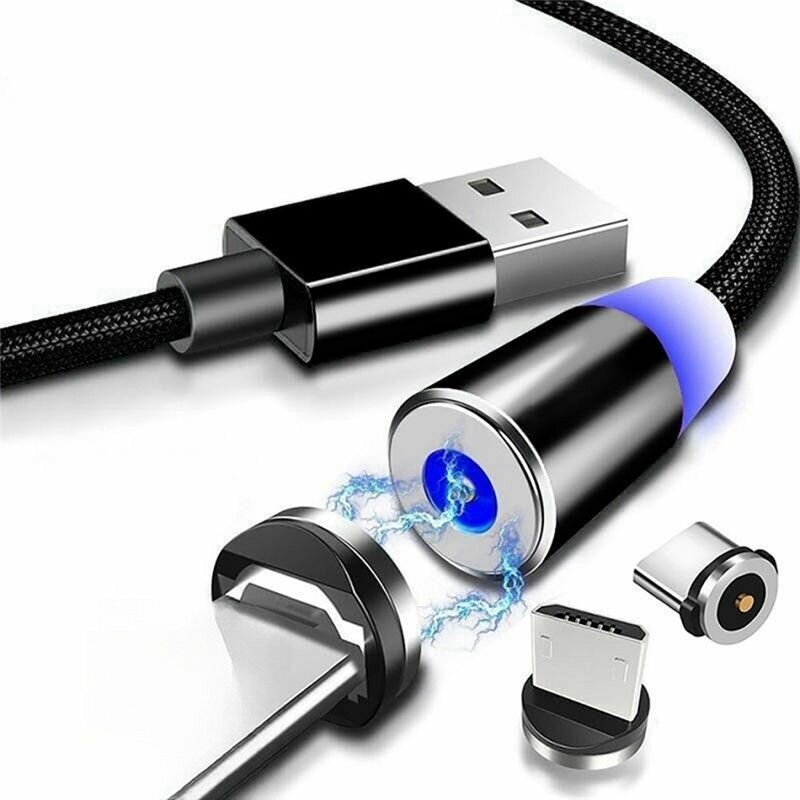 Магнитный USB-кабель для зарядки, магнитный шнур магнитное зарядное устройство телефона с вращением на 540 (6,6 фута)