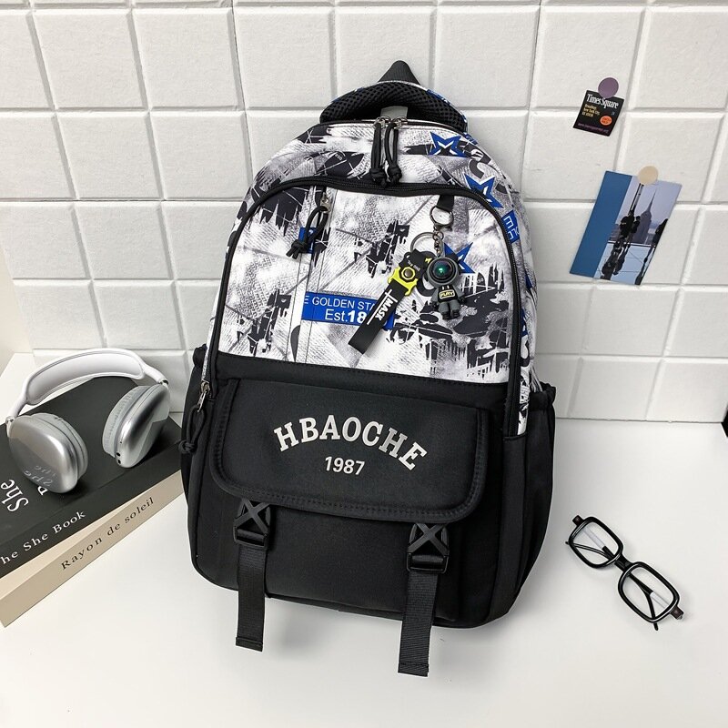 2026 Лесной стиль INS Свежий большой объем Высококачественный граффити рюкзак для девочек в средней школе, старшей школе и колледже, двойной плечевой дорожный рюкзак