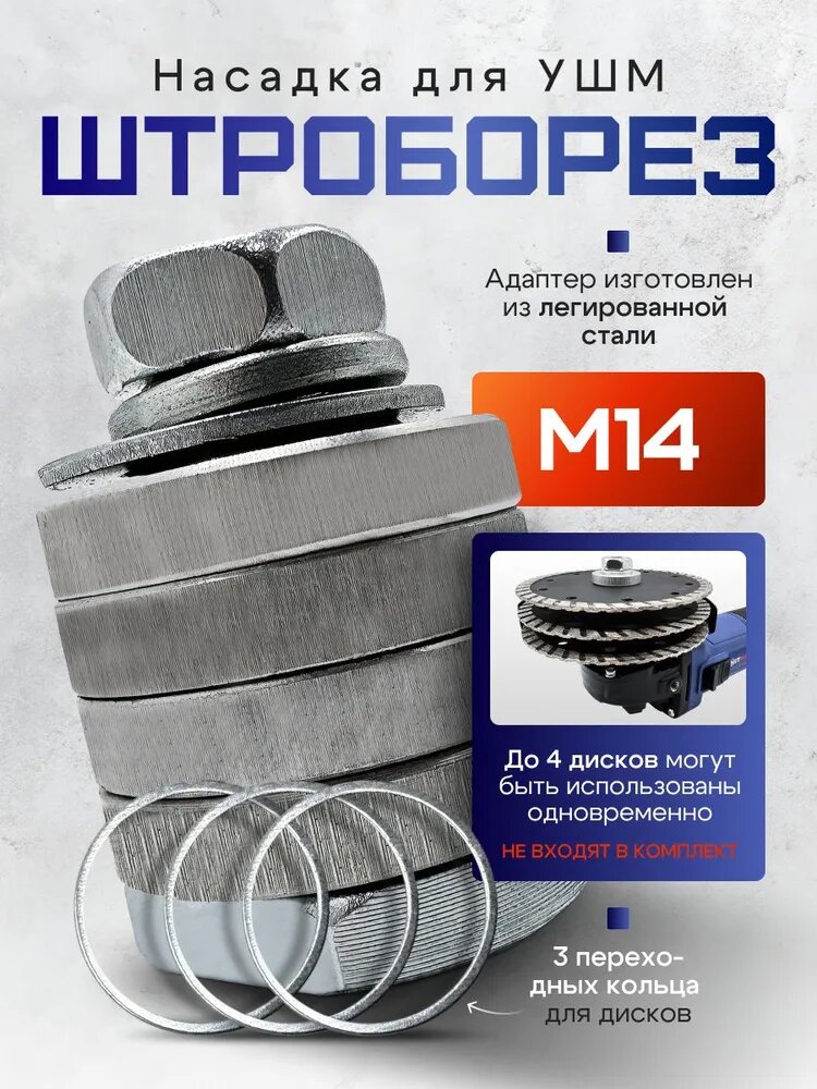 Насадка для штробления Hitman-М14 на ушм 125-230 / Штроборез насадка М14 на болгарку 125-230