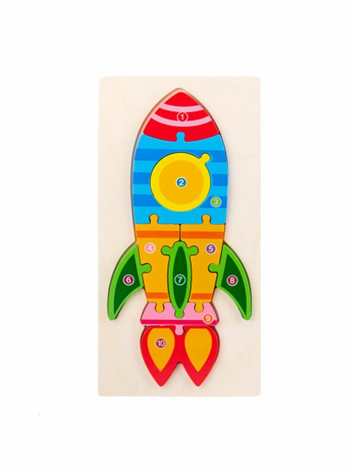 Пазл, Деревянная мультяшная трехмерная головоломка-Ракета