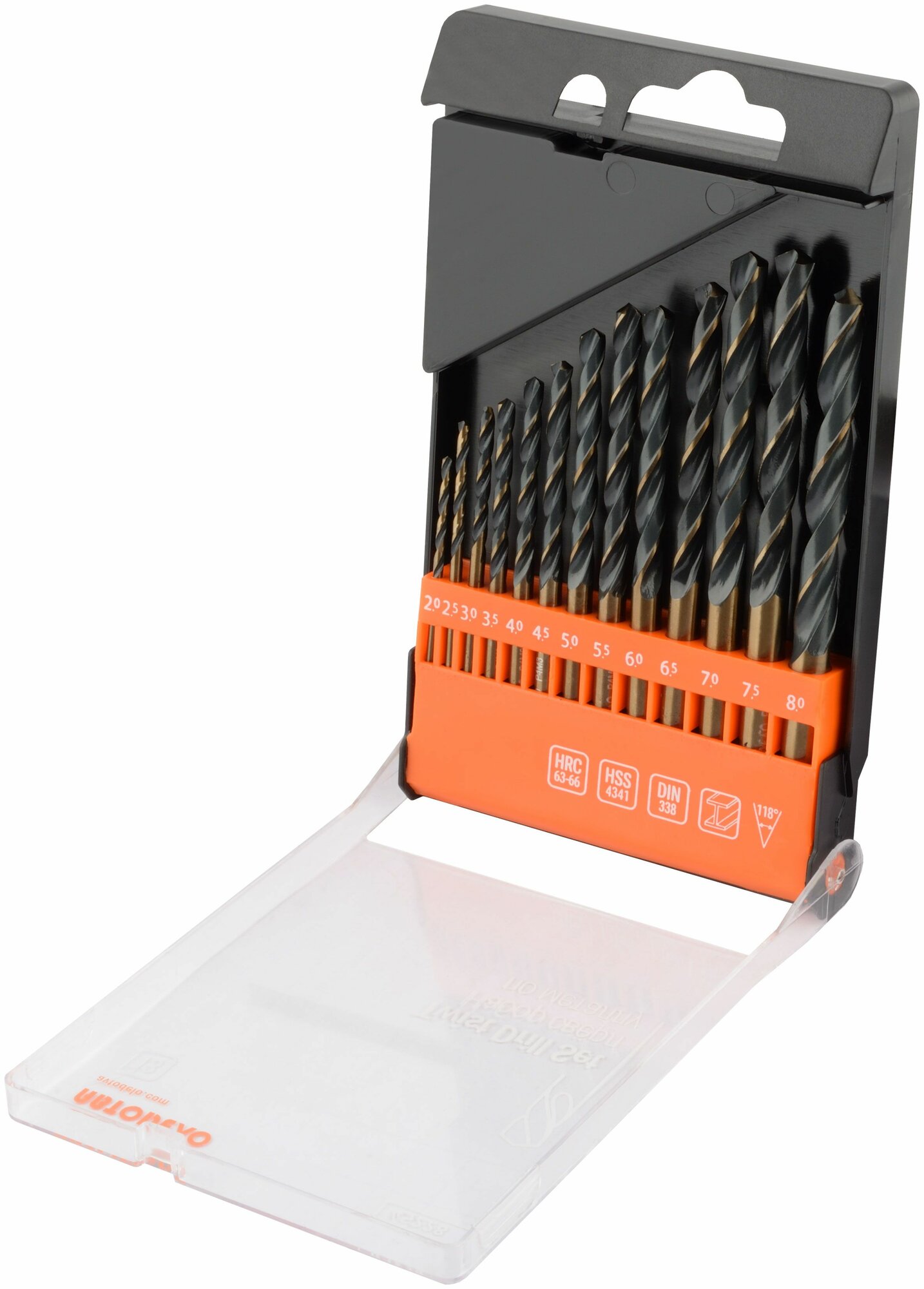 Набор сверл по металлу Р4М3 (HSS4341) 13шт.(2,0-8,0мм. пласт/ф) АвтоDело 45228