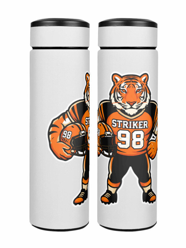 Термос «Тигр футболист С шлемом маскот» (белый)