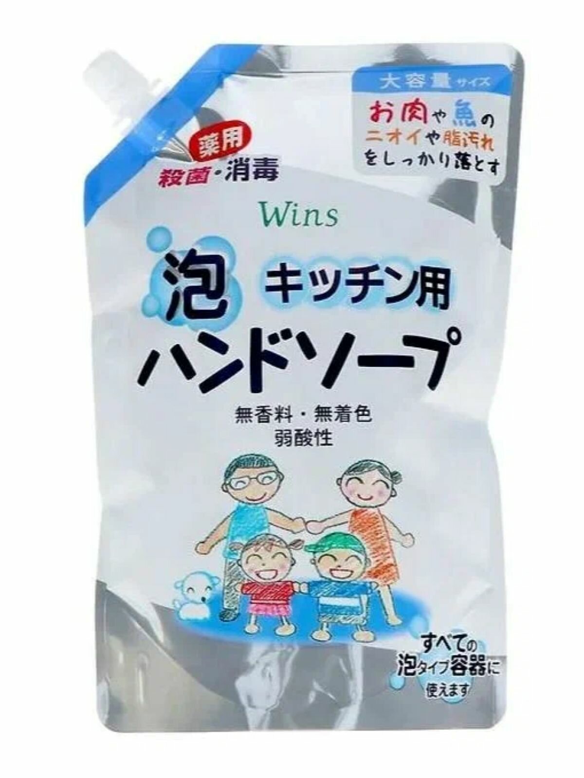 Мыло-пенка Nihon кухонное Kitchen Hand Soap Wins, для рук с антибактериальным и дезодорирующим эффектом, 540мл