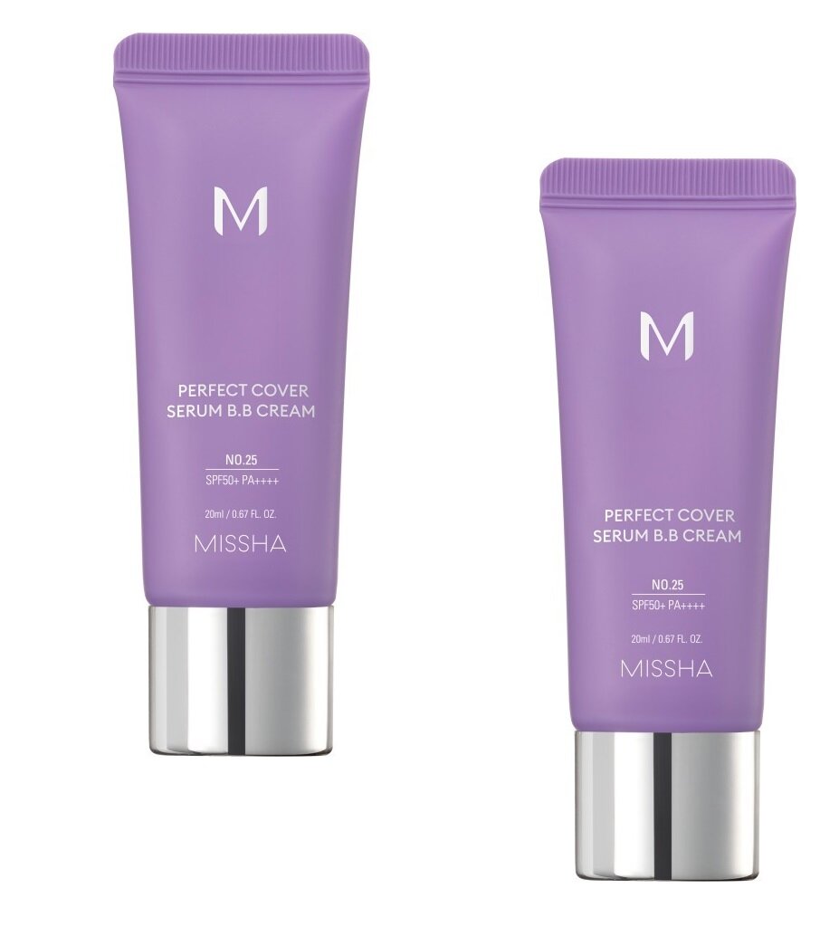 Тональный BB крем Missha с антивозрастной сывороткой для сияния кожиMissha M Perfect Cover Serum BB Cream, SPF50 /PA тон 25, 20 мл 2шт