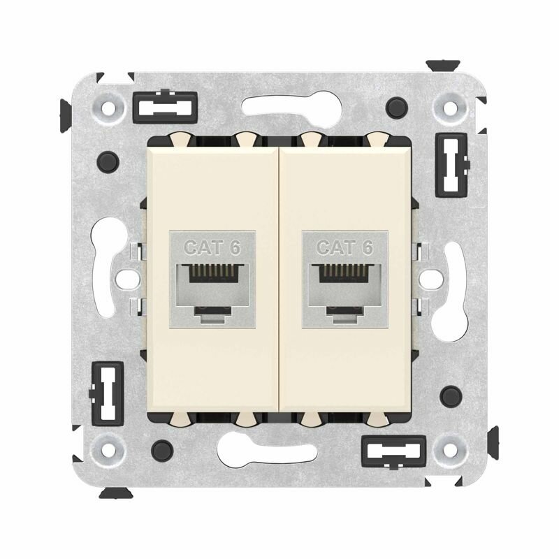 Розетка компьютерная 2-м СП Avanti "Ванильная дымка" RJ45 кат.6 без шторок экранир. механизм DKC 4405794