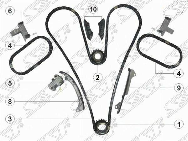 Комплект замены цепи ГРМ SAT TK-TY212-A TOYOTA CAMRY/HIGHLANDER/RAV4/LEXUS IS/GS 2-4GR