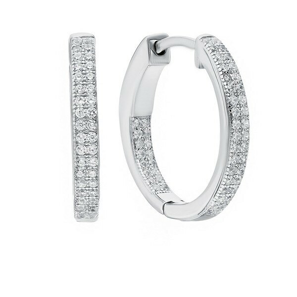 Серьги конго, серебро, 925 проба, родирование, фианит