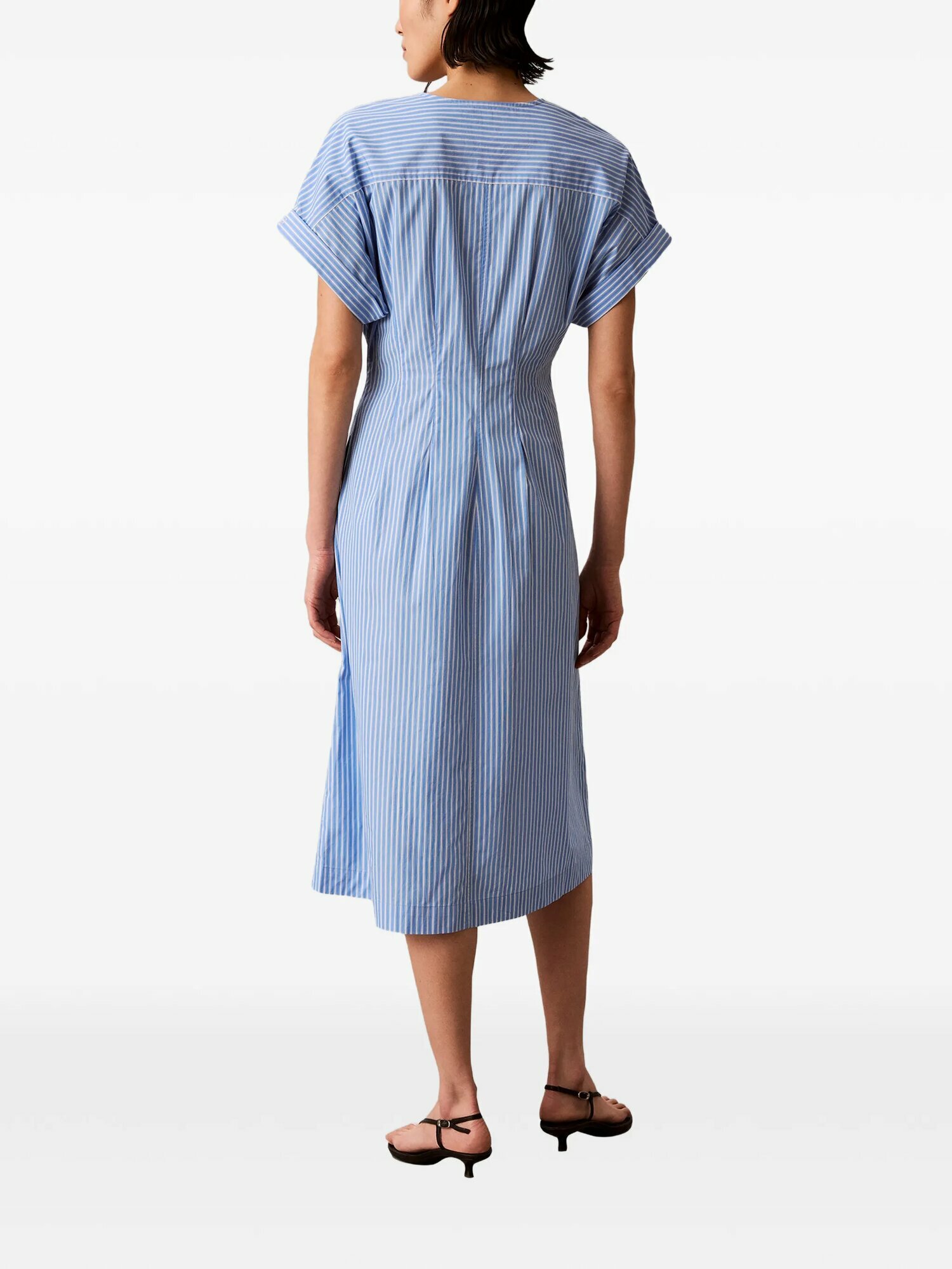 Платье CALVIN KLEIN Striped button-down midi dress, размер 42 EU, синий — фото 1