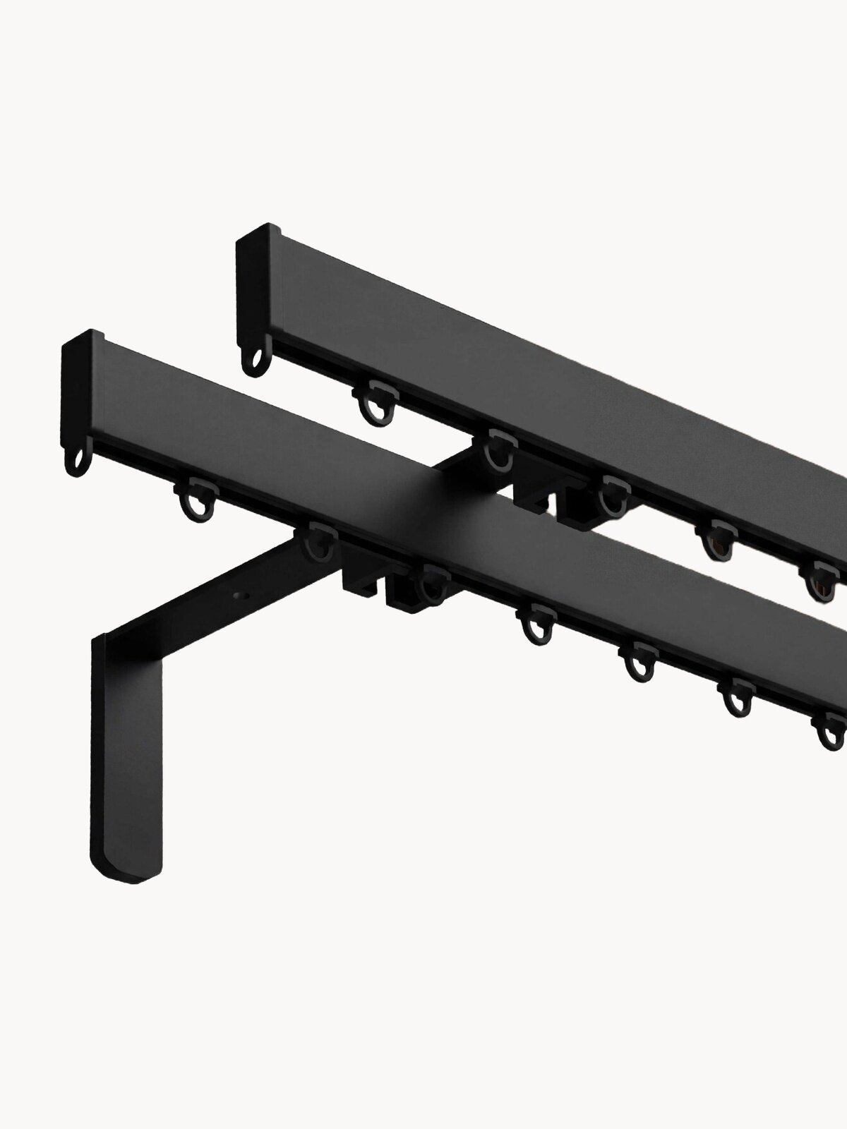 Карниз для штор двухрядный настенный 290 см металлический профильный составной черный, гардина для штор