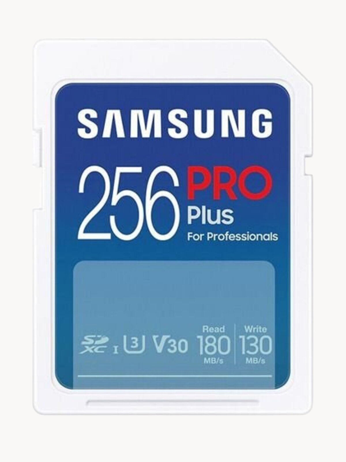 Карта памяти SDXC UHS-I U3 Samsung Pro PLUS 256 ГБ, 180 МБ/с, Class 10, MB-SD256S, 1 шт, без адаптера
