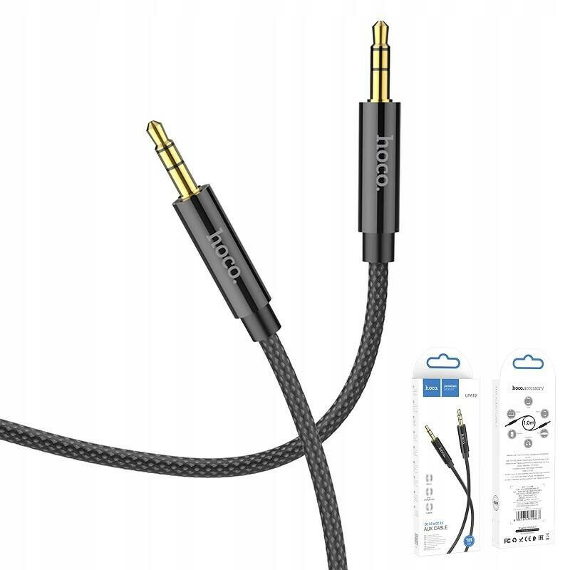 Аудио кабель джек 3.5/джек 3.5 стерео, 1.0м, тканевая оплётка, hoco. UPA19