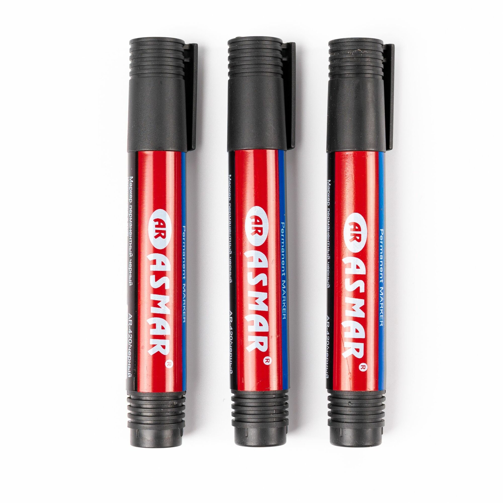 Маркер перманентный толстый, светостойкий водостойкий, черный цвет, 3 шт.