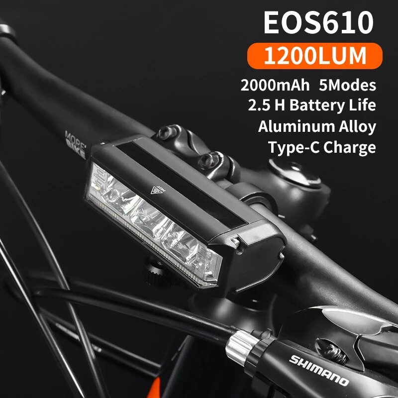 Велофонарь передний TOPRIDER EOS610 1200 LUM, 2000mAh