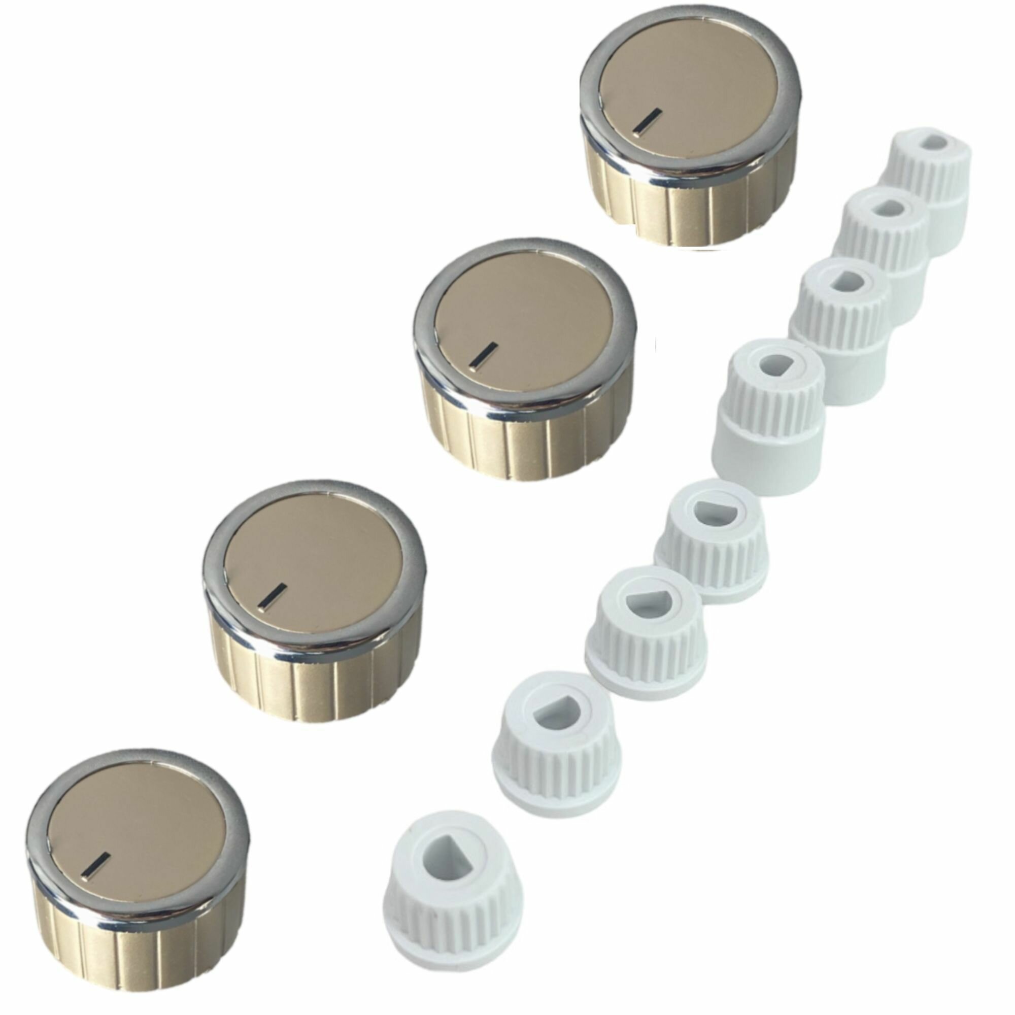 Комплект универсальных бронзовых ручек с хромированной каймой 4 шт