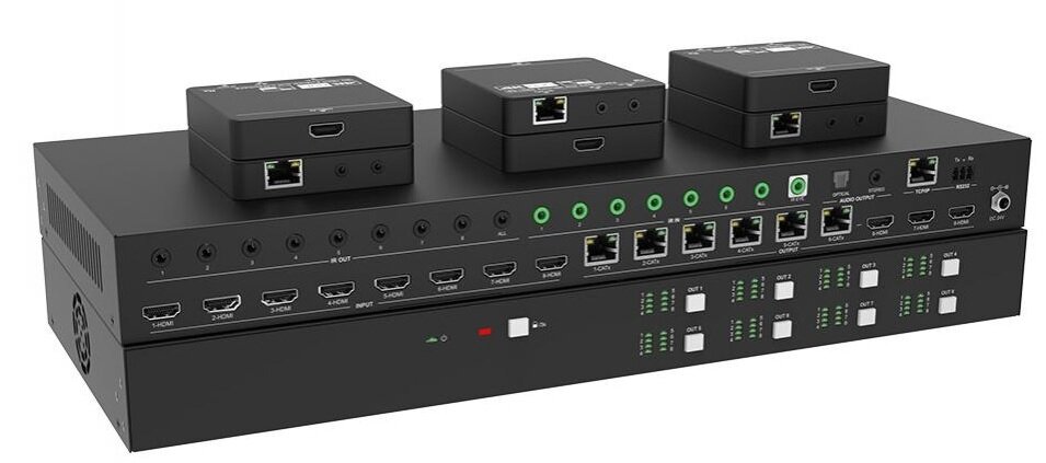 AV-BOX NPG-MX88E-H2 KIT Матричный коммутатор 18G HDMI 2.0 8*8 с 6 удлинителями видеосигнала до 70 м