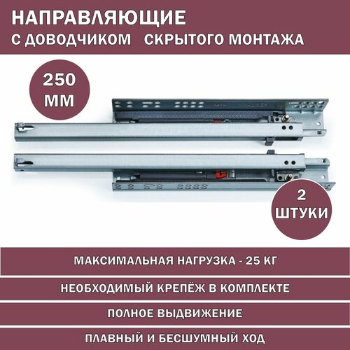 Направляющие скрытого монтажа с доводчиком 250 мм, 1 комплект. — купить ...