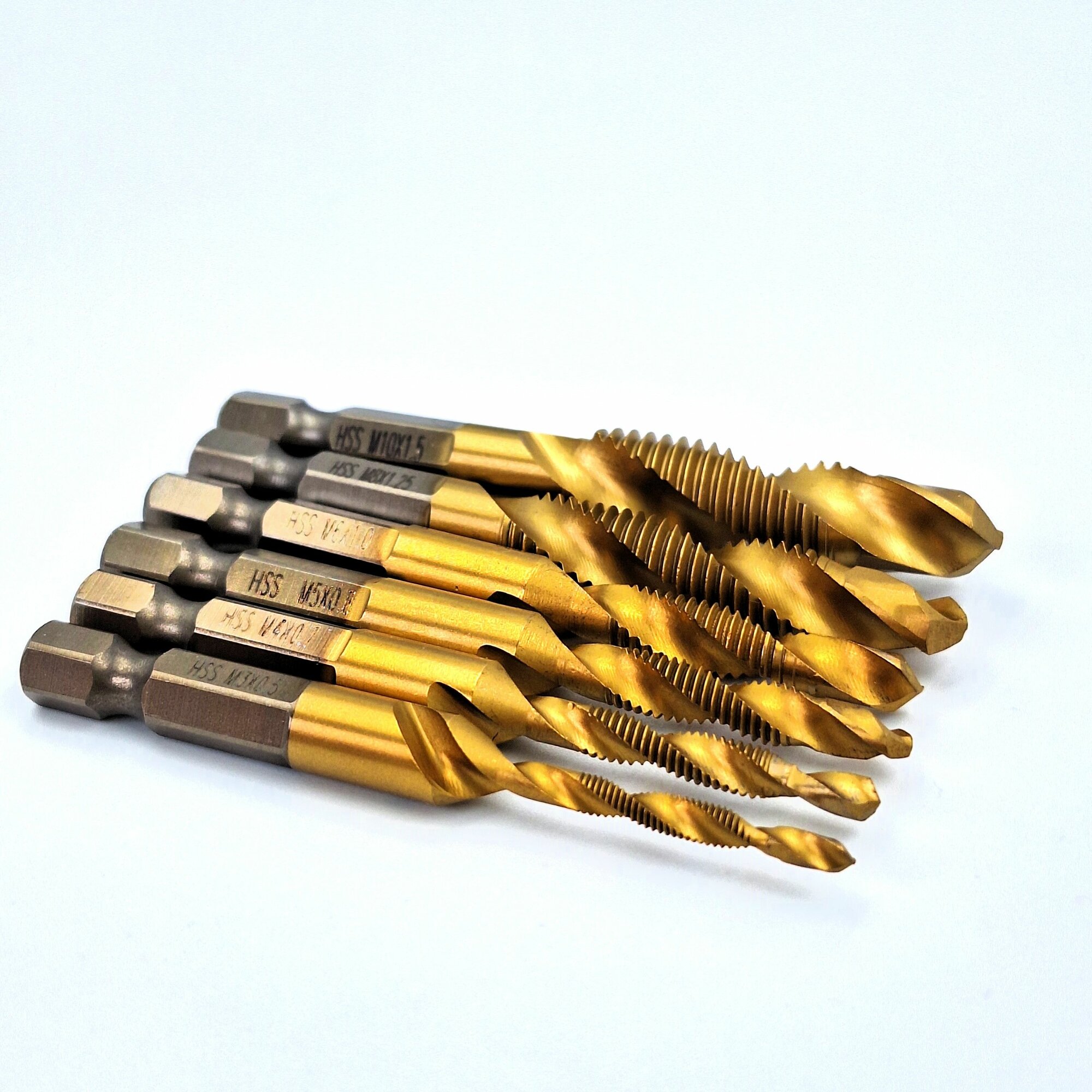 Набор сверл-метчиков с титановым покрытием из быстрорежущей стали, 3,4,5,6,8,10 мм, Skole