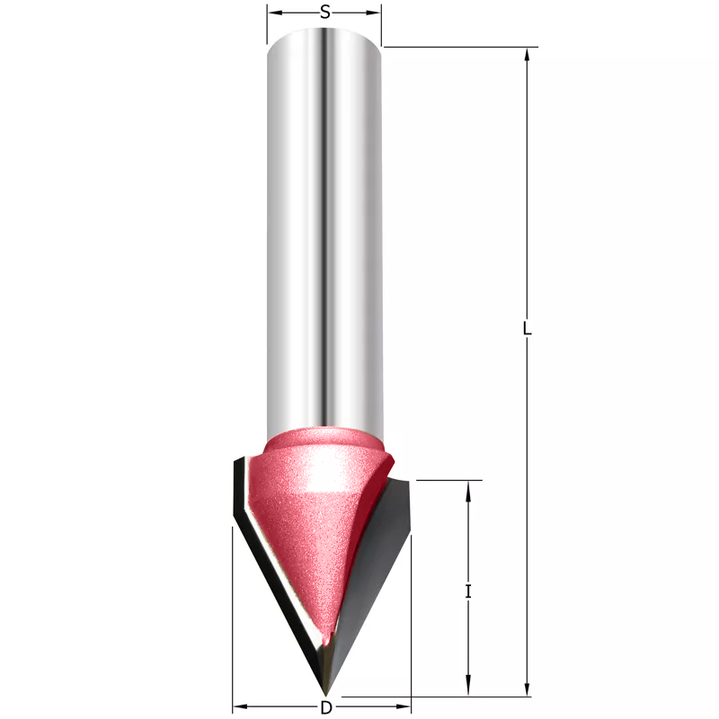 Фреза V-образная пазовая с углом 60? Z=2 D=19.05x20.64x61 (скос 19мм) S=12 PROCUT 202221P