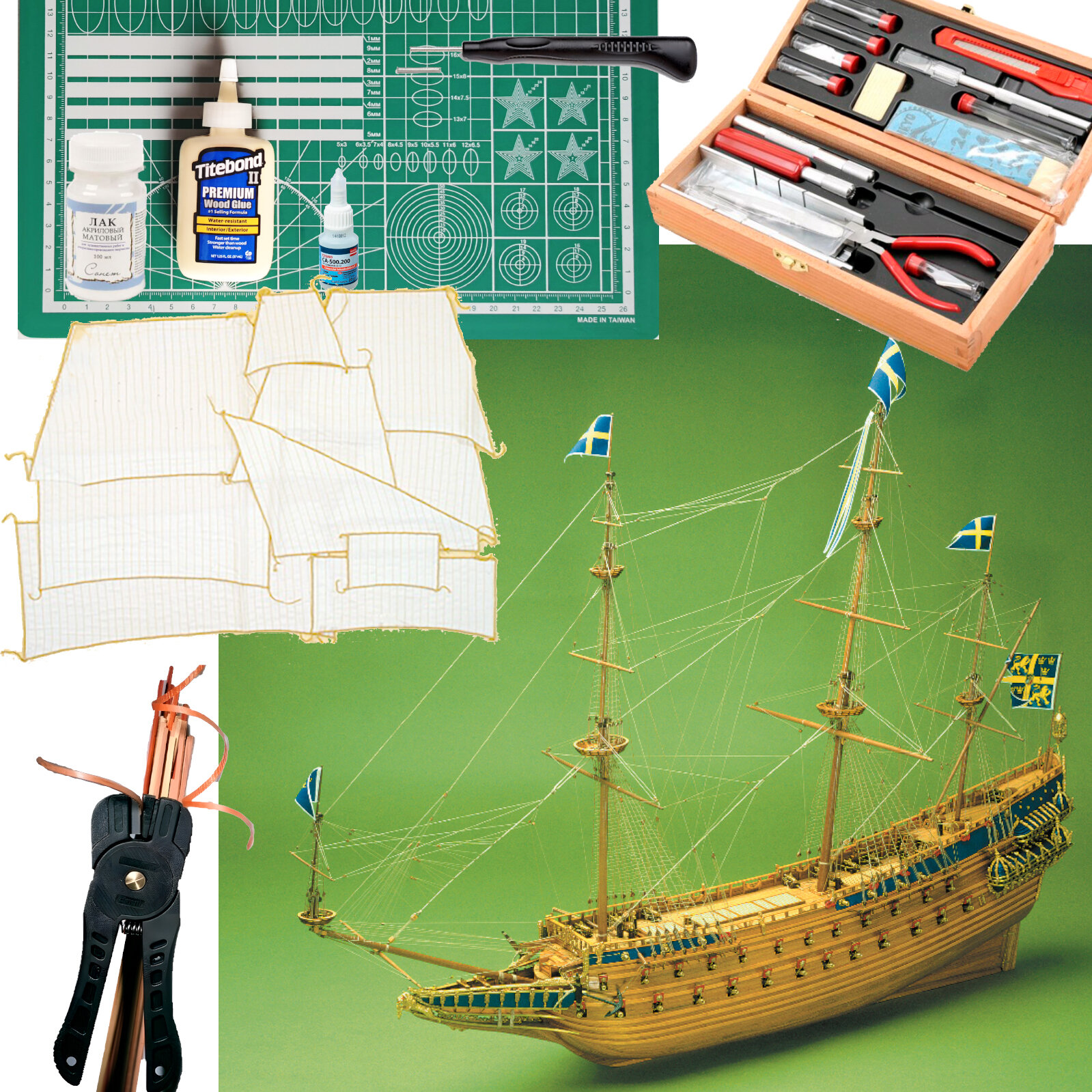 Сборная модель Mantua, королевский парусный корабль Wasa, 1100 часов, подарочный набор для фанатов, паруса и инструменты