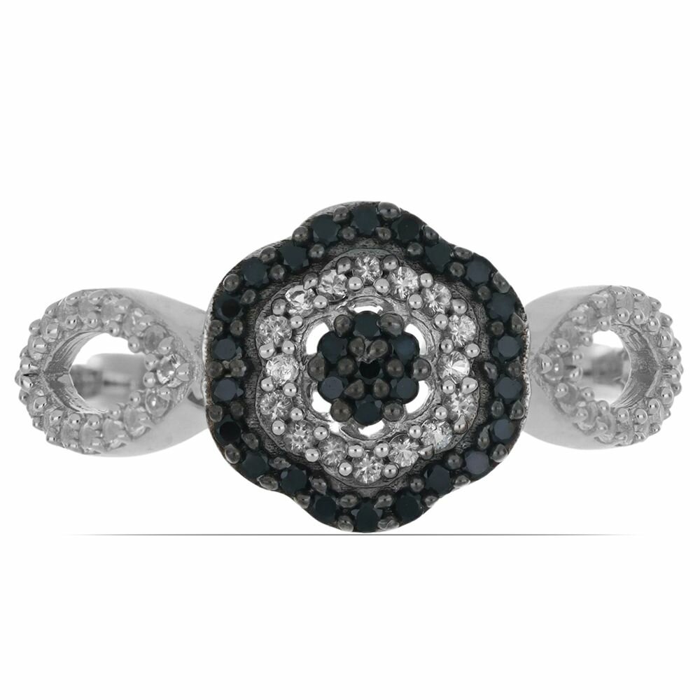 Кольцо, серебро, 925 проба, родирование, циркон, шпинель