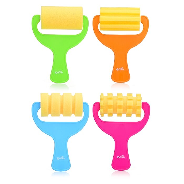 Набор фигурных валиков deVENTE "Cosmo" 4 шт 4 формы, из спонж-материала, пластиковая ручка (8073402)