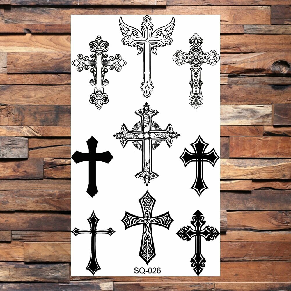 FANRUI Временные татуировки Crown Cross ASQ026