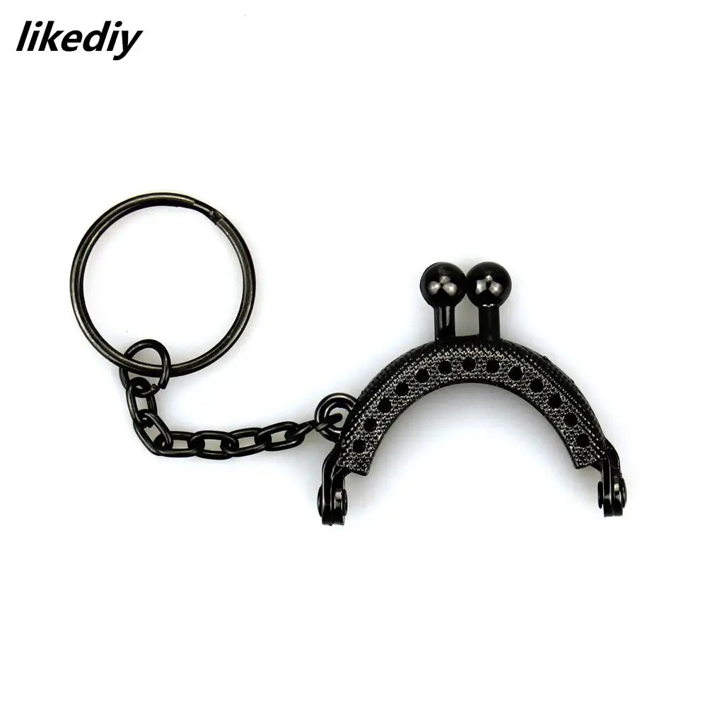 1 шт. 4 см Полукруглая металлическая рамка для сумки с застежкой-карабином и кольцом для ключей, аксессуары для сумок Черный, Gun black