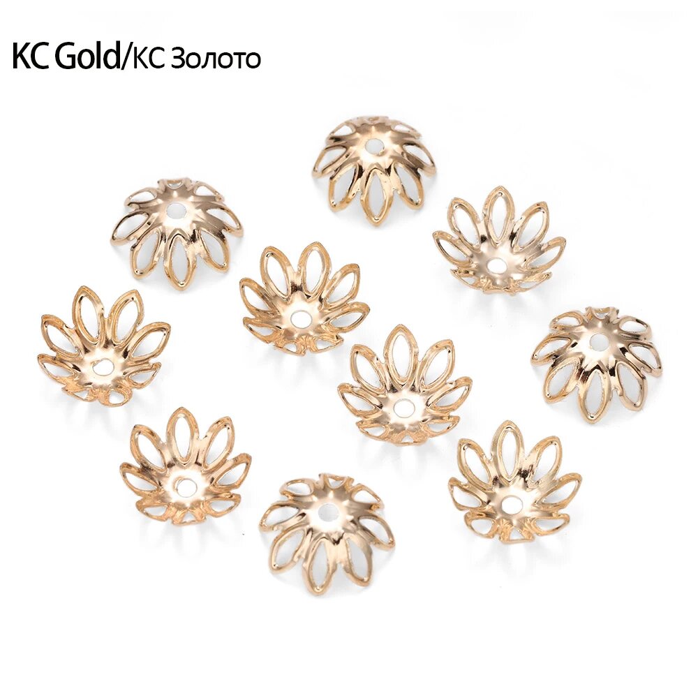 Металлические полые бусины YouYoungDifferent 100 шт, золотые, бронзовые, 11mm x 100pcs, KC Gold