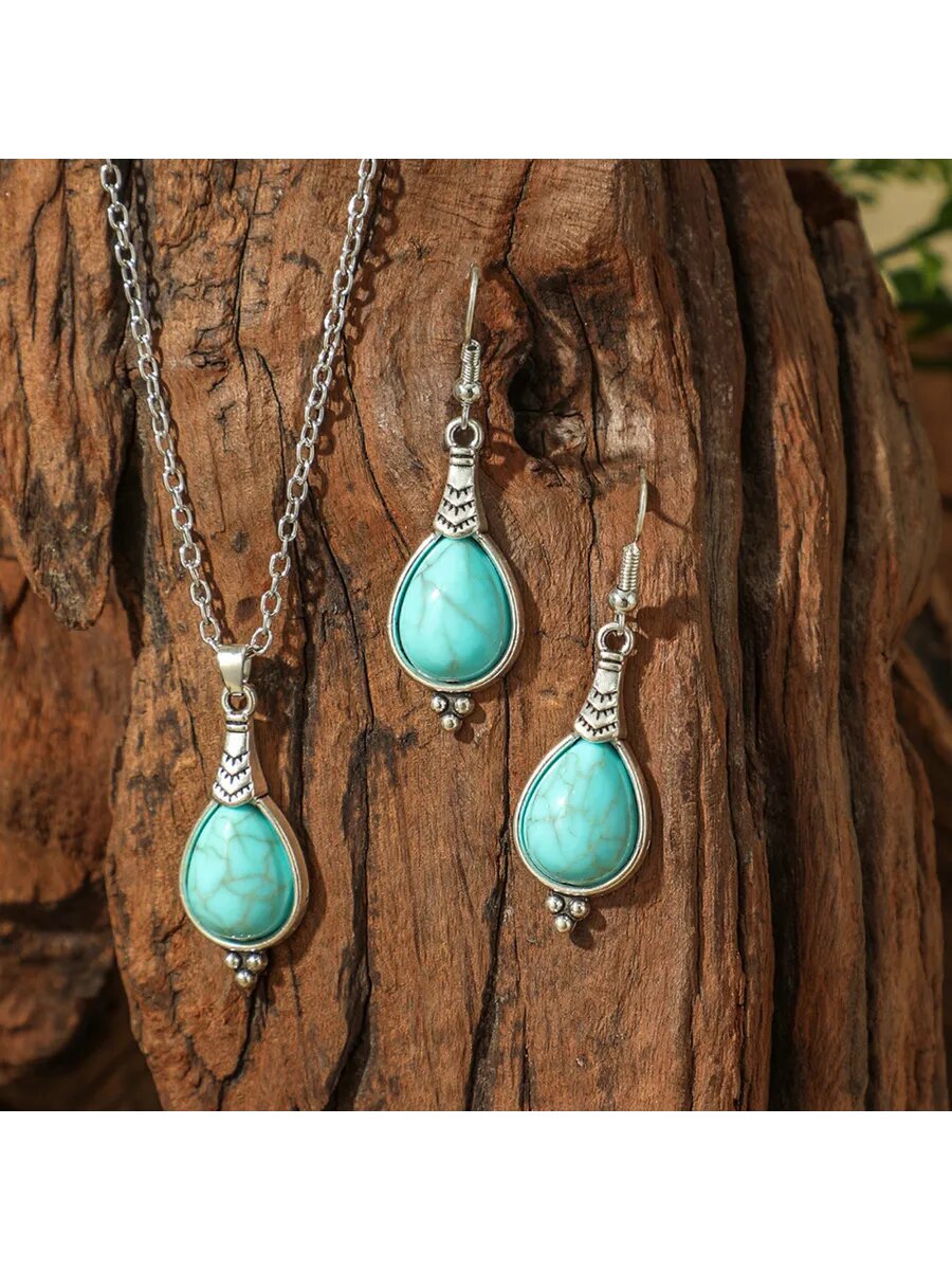 Комплект бижутерии: цепь, бирюза синтетическая