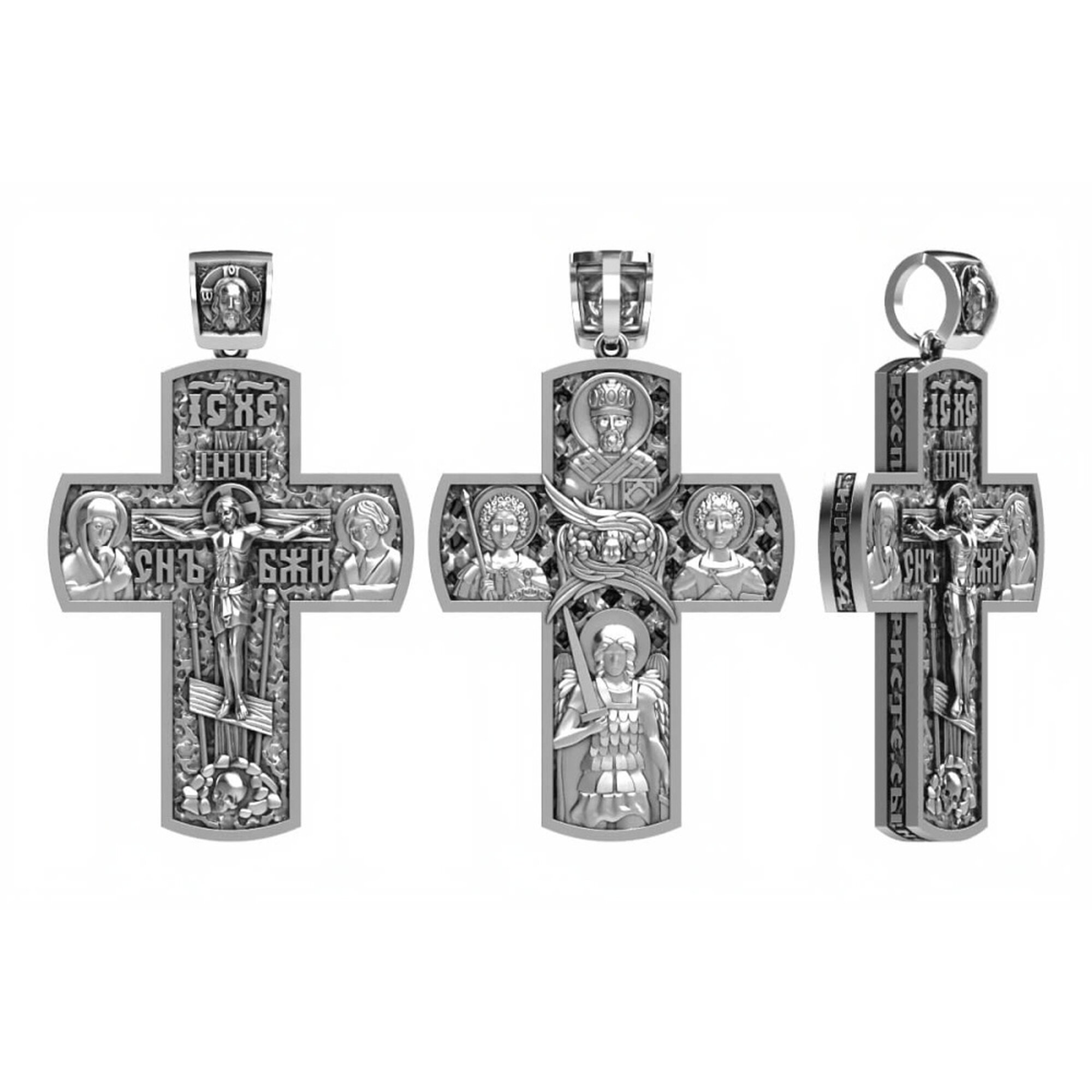 Крестик, серебро, 925 проба, чернение