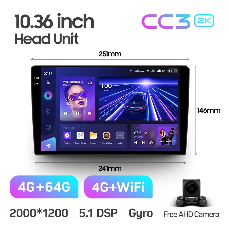 TEYES Тиайс CC3 2K Штатная магнитола For Toyota Volkswagen Hyundai Kia Renault Suzuki 10.36 2K 64G
